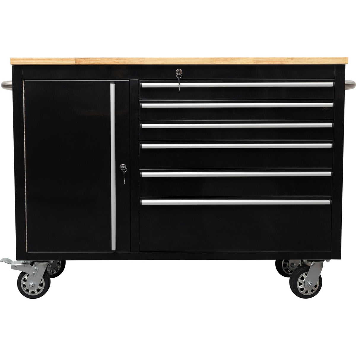 Heavy Duty Steel Rolling Tool Chest With Wooden Worktop 6 Drawers 1 Si ...