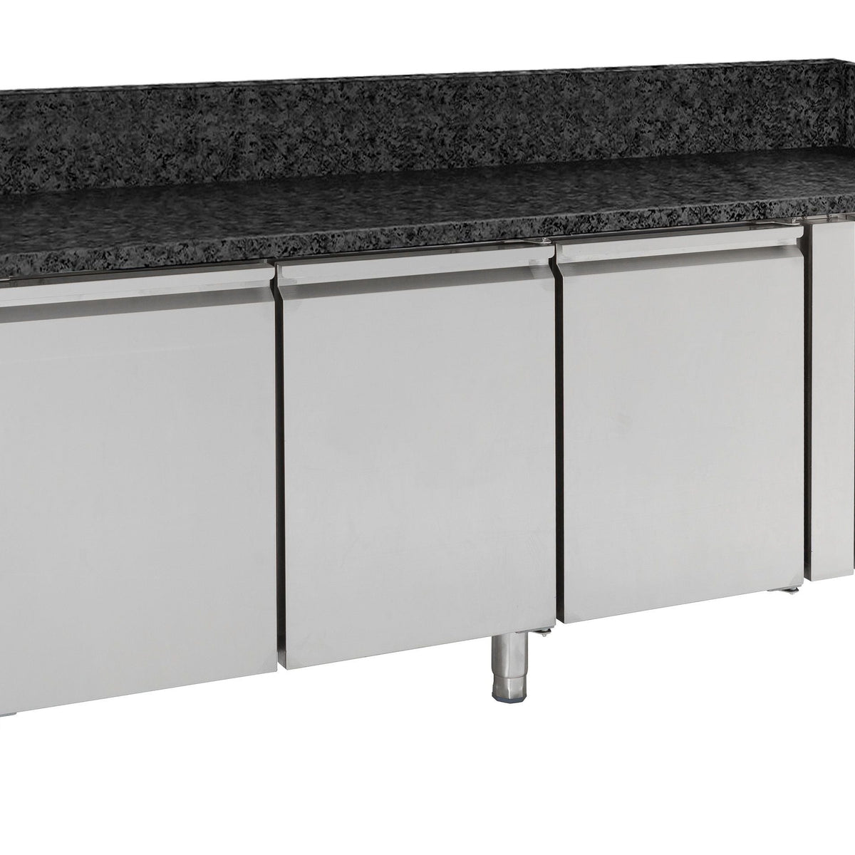 Deluxe 3-Door Pizza Prep Counter with Elegant Black Granite Top - Mode ...
